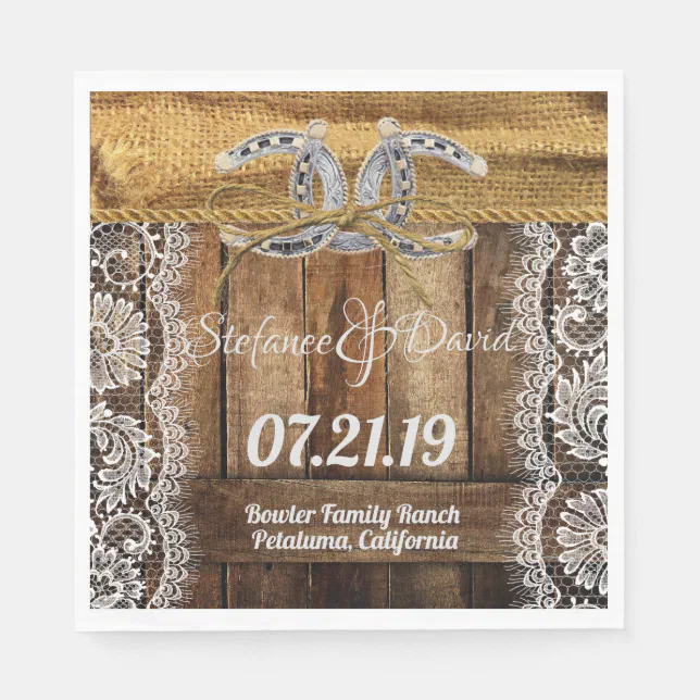 Rustic Country Western Wedding Paper Napkin | Zazzle