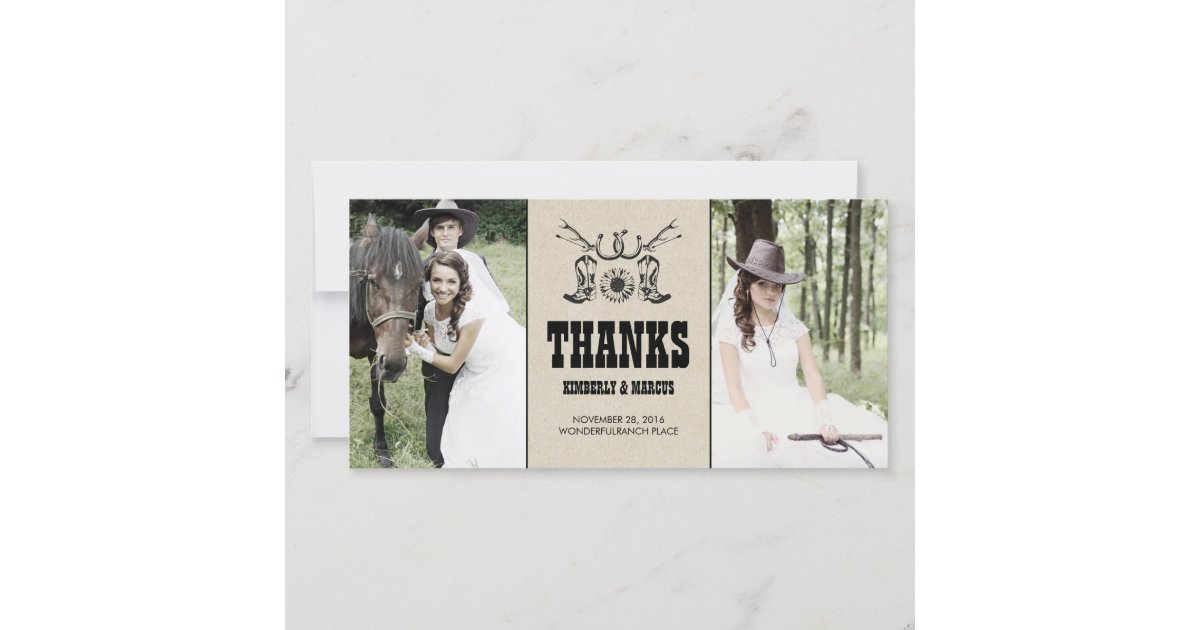 Rustic Country Western Wedding Photo Cards | Zazzle