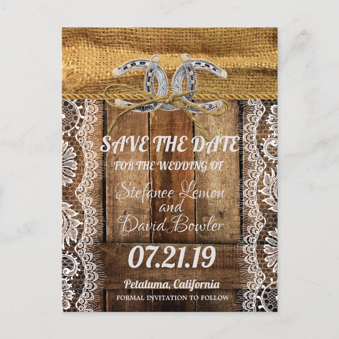 Rustic Country Western Wedding Postcard | Zazzle