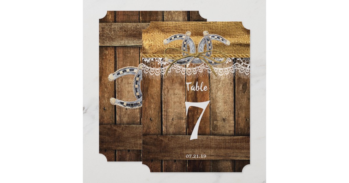 Rustic Country Western Wedding Table Number | Zazzle