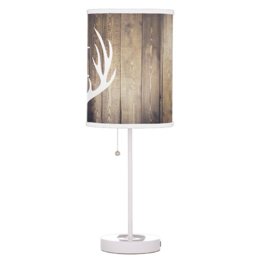 Rustic Country White Deer Antlers Barn Wood Table Lamp | Zazzle