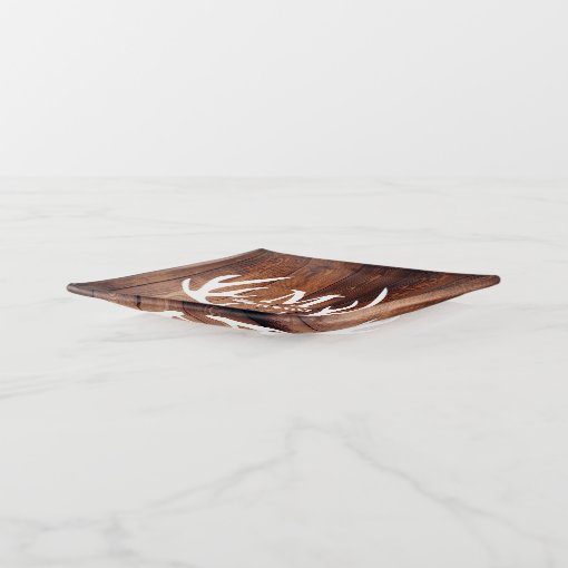 Rustic Country White Deer Antlers Barn Wood Trinket Tray | Zazzle
