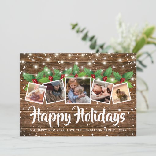 Rustic Country Winter Happy Holidays Photo Holiday Card | Zazzle