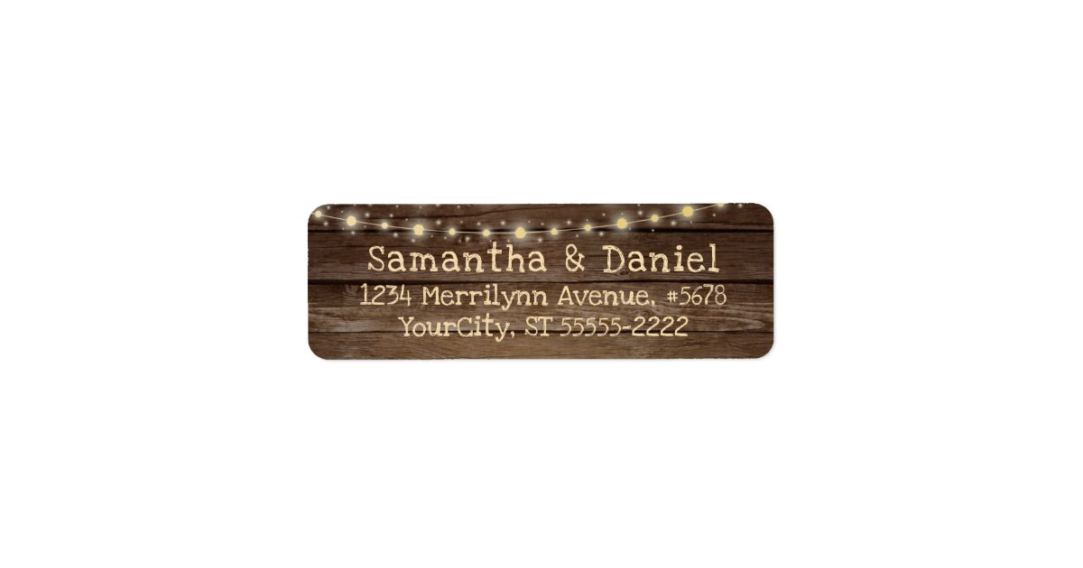 Rustic Country Wood and String Lights Label | Zazzle.com