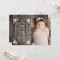 Rustic Country Wood Baby Girl Photo Baptism Invitation Zazzle