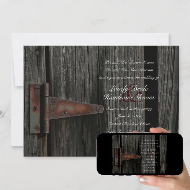 Rustic Country Wood Barn Door Wedding Invitation | Zazzle