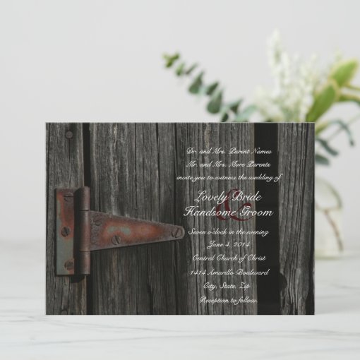 Rustic Country Wood Barn Door Wedding Invitation | Zazzle