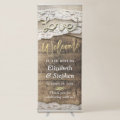 Rustic Country Wood Burlap Lace Wedding Welcome Retractable Banner | Zazzle