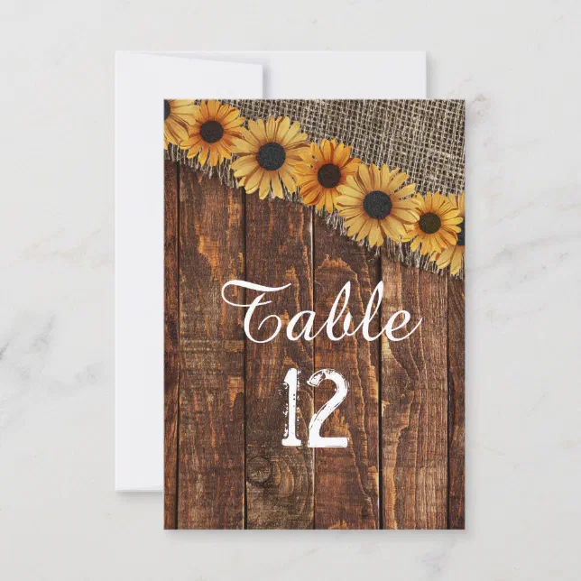 Rustic Country Wood & Burlap Wedding Table Numbers | Zazzle
