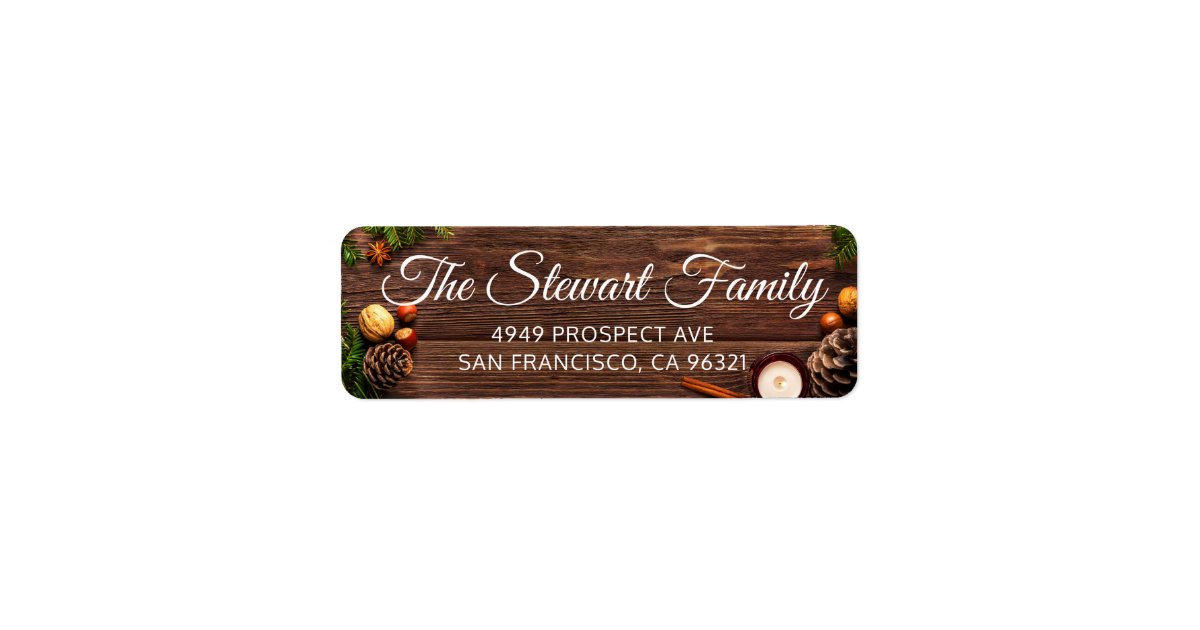 Rustic Country Wood Christmas Return Address Label | Zazzle
