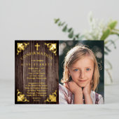 Rustic Country Wood Girl Photo Confirmation - Gold Foil Invitation | Zazzle
