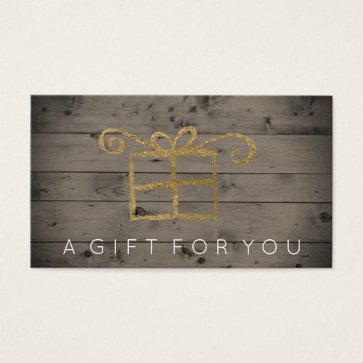 Rustic Country Wood Gold Gift Card Certificate | Zazzle