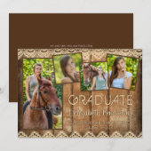 Rustic Country Wood Lace GRADUATE Photo Collage Announcement | Zazzle