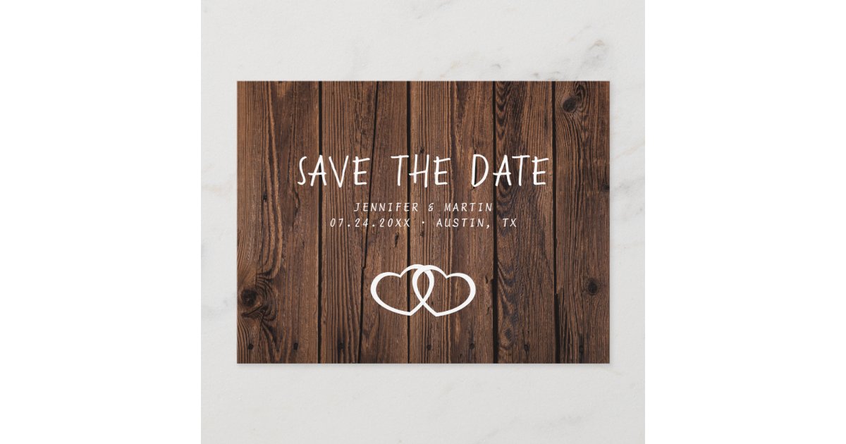 Rustic Country Wood Save The Date Postcards | Zazzle