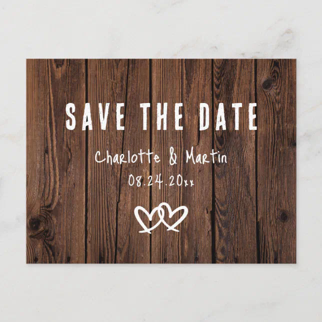 Rustic Country Wood Save The Date Postcards | Zazzle