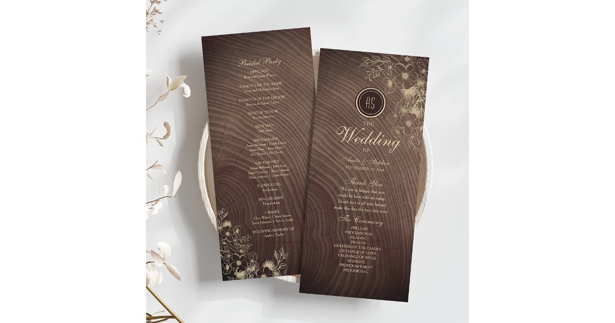 Rustic Country Wood Wedding Program | Zazzle