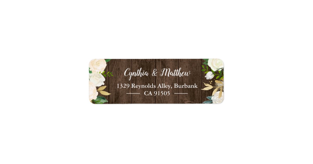 Rustic Country Wood White Gold Garden Flowers Label | Zazzle