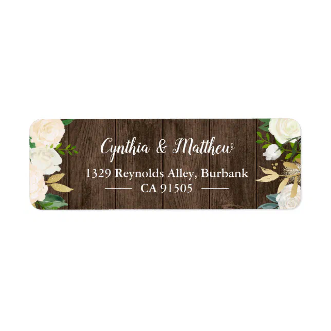 Rustic Country Wood White Gold Garden Flowers Label | Zazzle