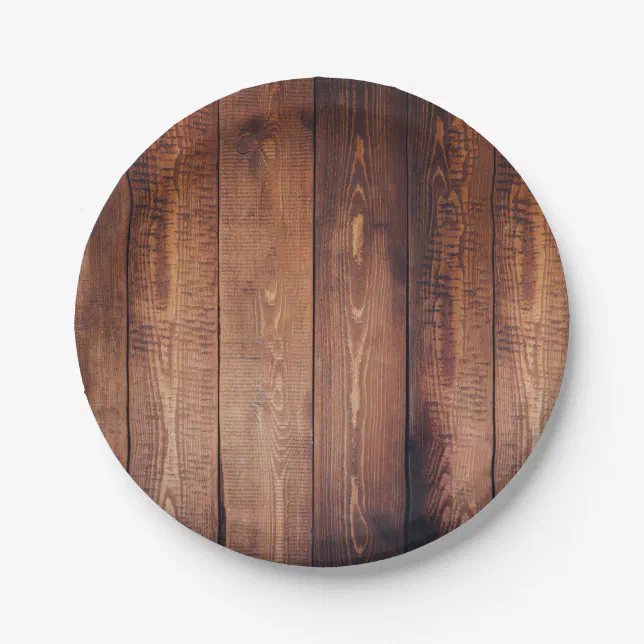 Rustic Country Wooden Planks Paper Plates | Zazzle