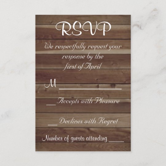 Rustic Country Wooden RSVP Card | Zazzle.com