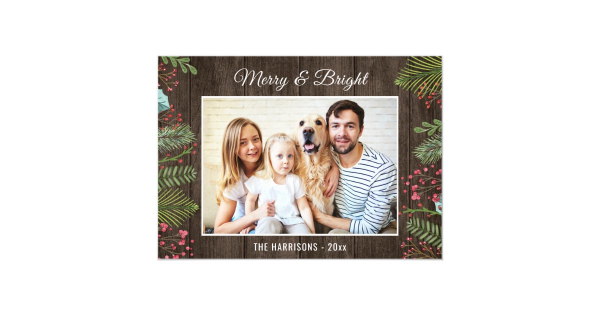 Rustic Country Woodgrain Holiday Christmas Photo Invitation | Zazzle.com