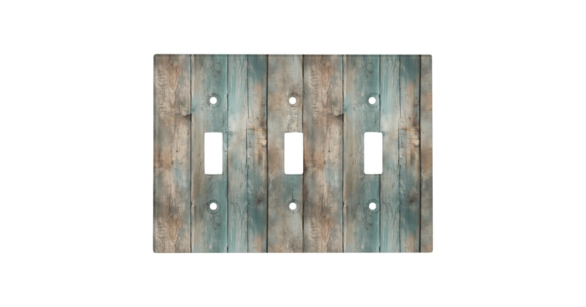 Rustic Country Worn Blue Wooden Fence Light Switch Cover | Zazzle