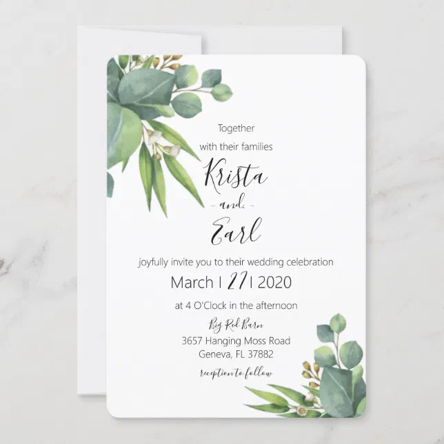 Rustic County Greenery Wedding Invitations | Zazzle