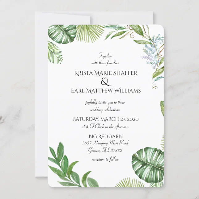 Rustic County Greenery Wedding Invitations | Zazzle