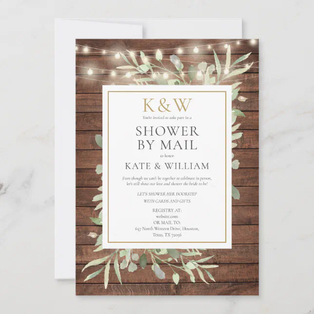 Rustic Couples Shower By Mail Long Distance Invitation | Zazzle