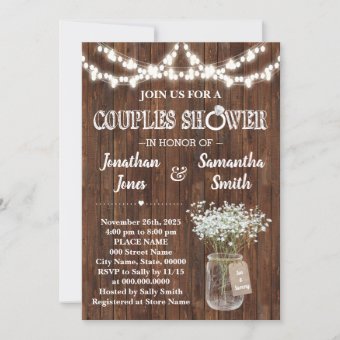 Rustic couples shower country barn wedding invitation | Zazzle