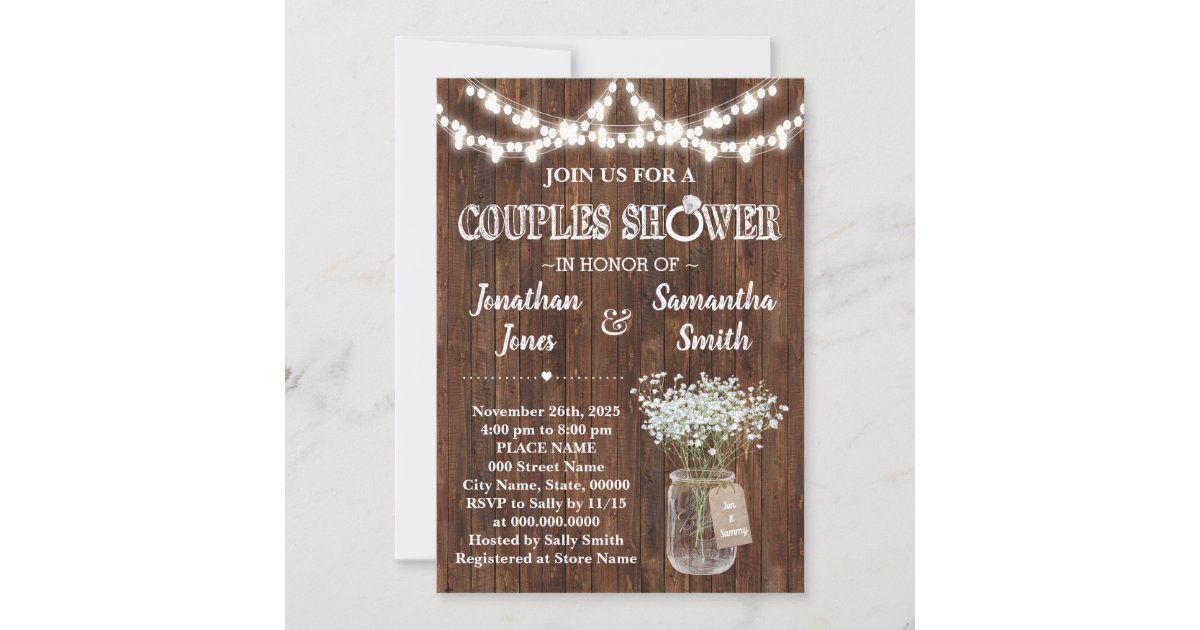 Rustic couples shower country barn wedding invitation | Zazzle