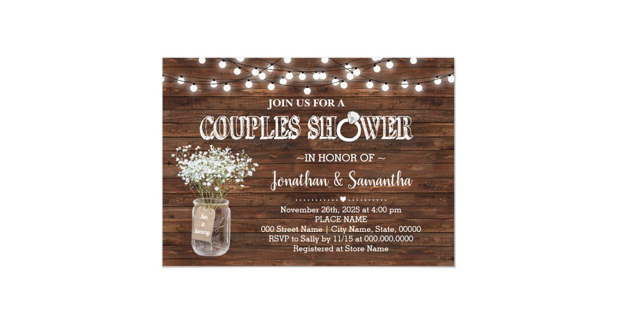 Rustic couples shower country barn wedding shower invitation | Zazzle.com