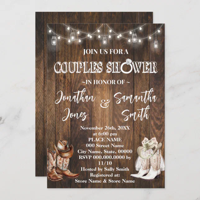 Rustic Couples Shower Western Country Barn Wedding Invitation | Zazzle
