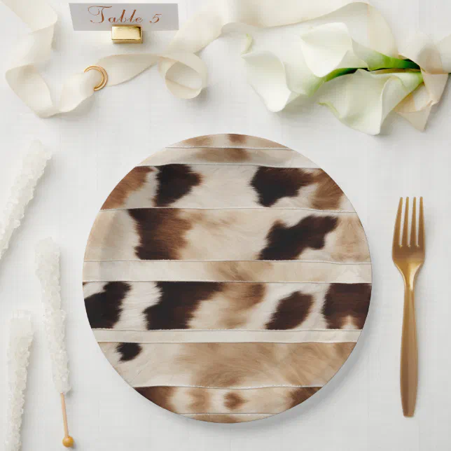 Rustic Cow Print Western Country Cowboy Party Paper Plates | Zazzle