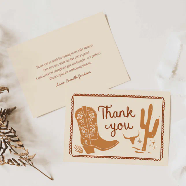 Rustic Cowboy Baby Shower Thank you Card | Zazzle