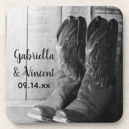 Rustic Cowboy Boots Country Western Wedding Coaster | Zazzle