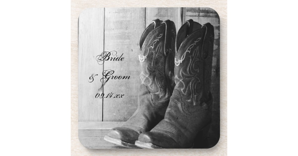 Rustic Cowboy Boots Country Western Wedding Coaster | Zazzle