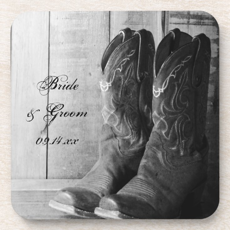 Rustic Cowboy Boots Country Western Wedding Coaster | Zazzle