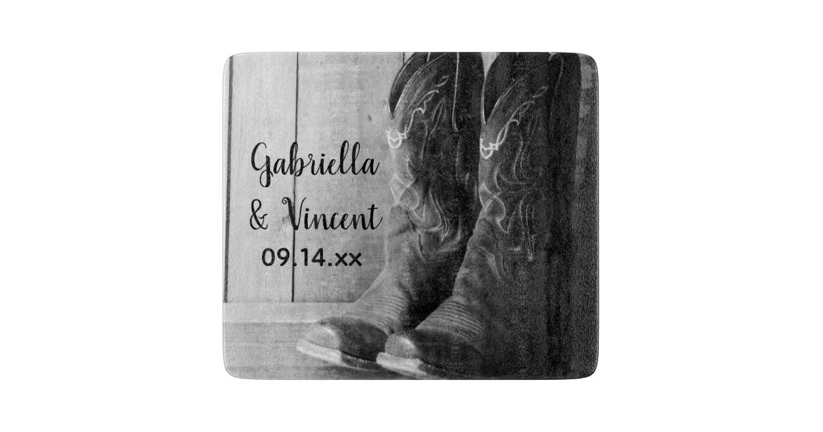 Rustic Cowboy Boots Country Western Wedding Cutting Board | Zazzle