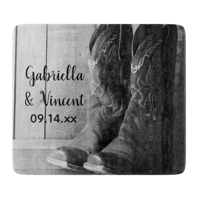 Rustic Cowboy Boots Country Western Wedding Cutting Board | Zazzle
