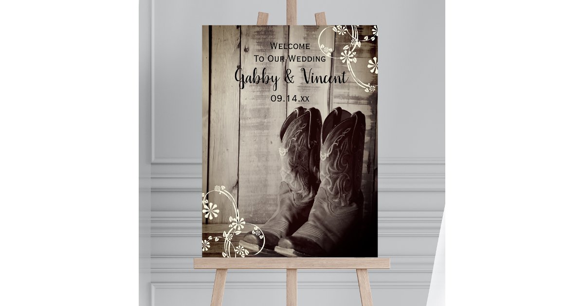 Rustic Cowboy Boots Floral Barn Wedding Foam Board | Zazzle