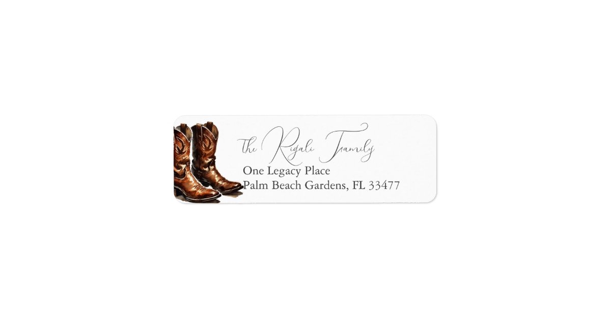 Rustic Cowboy Boots Return Address Label | Zazzle