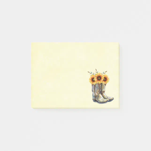 Rustic Cowboy Boots with Sunflowers Post-it Notes | Zazzle