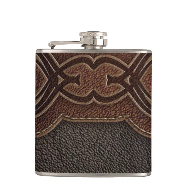 Rustic cowboy fashion western country brown flask | Zazzle