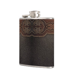 Rustic cowboy fashion western country brown flask | Zazzle
