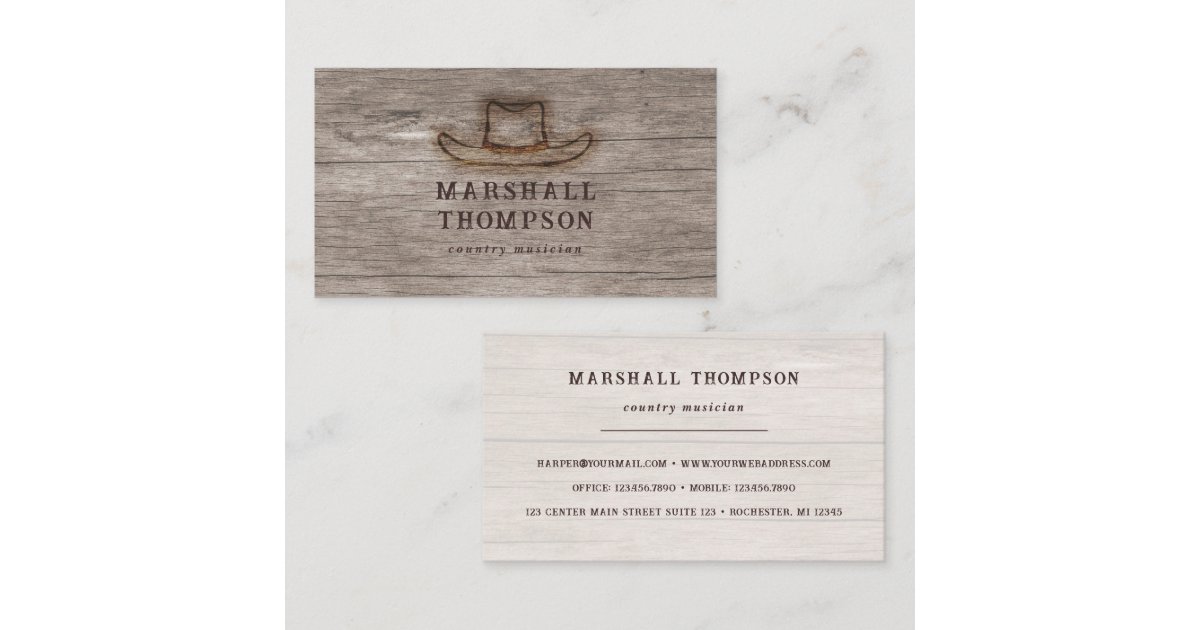 rustic cowboy hat country western business card | Zazzle