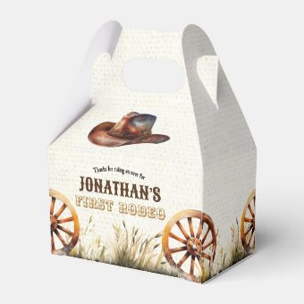 Rustic Cowboy Hat First Rodeo Birthday Favor Box | Zazzle