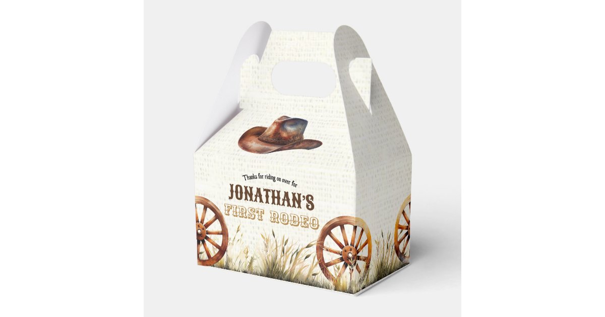 Rustic Cowboy Hat First Rodeo Birthday Favor Box | Zazzle