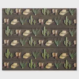 Rustic Cowboy Western Rodeo Wooden Birthday Party Wrapping Paper | Zazzle