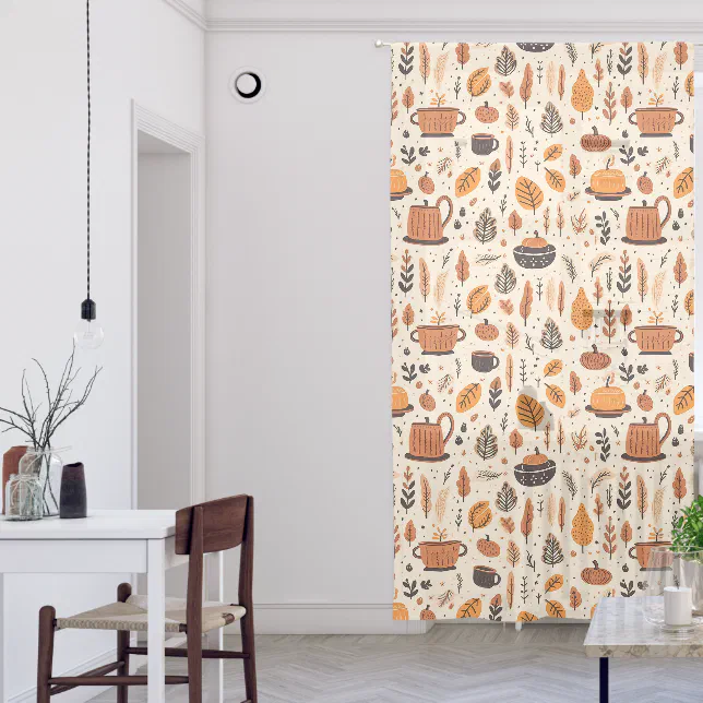 Rustic Cozy fall Autumn Pattern Sheer Curtains | Zazzle